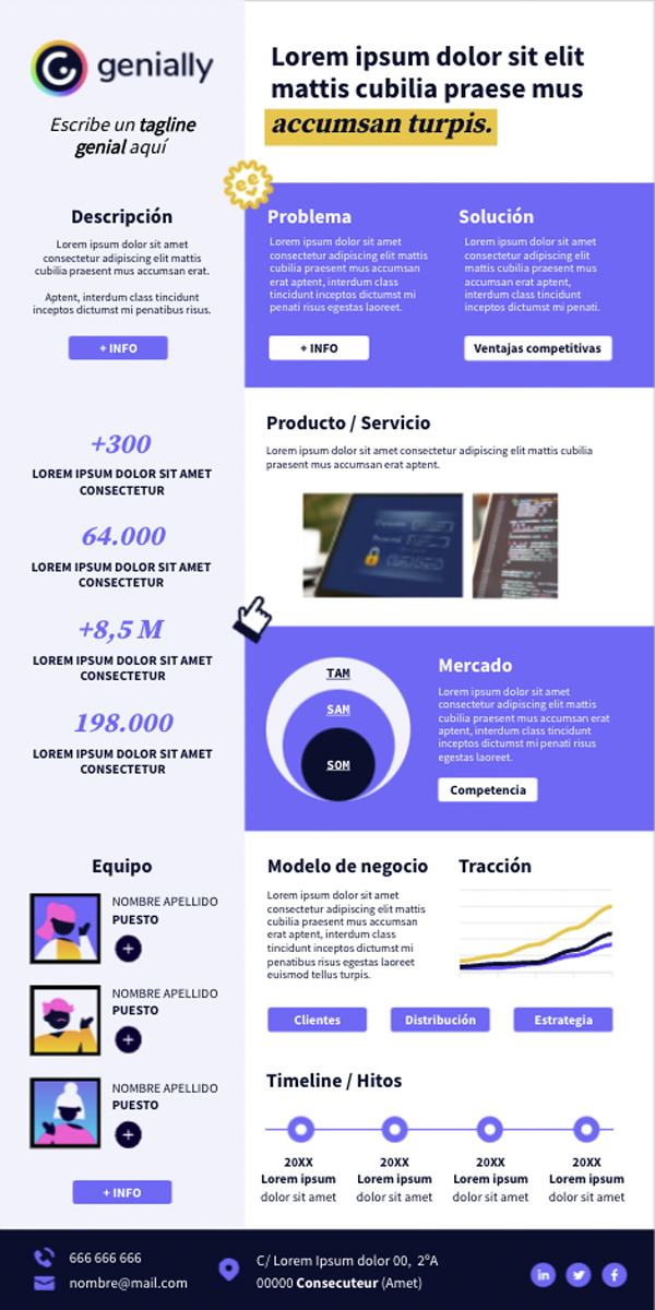 One pager vertical genial | Plantillas de Genially